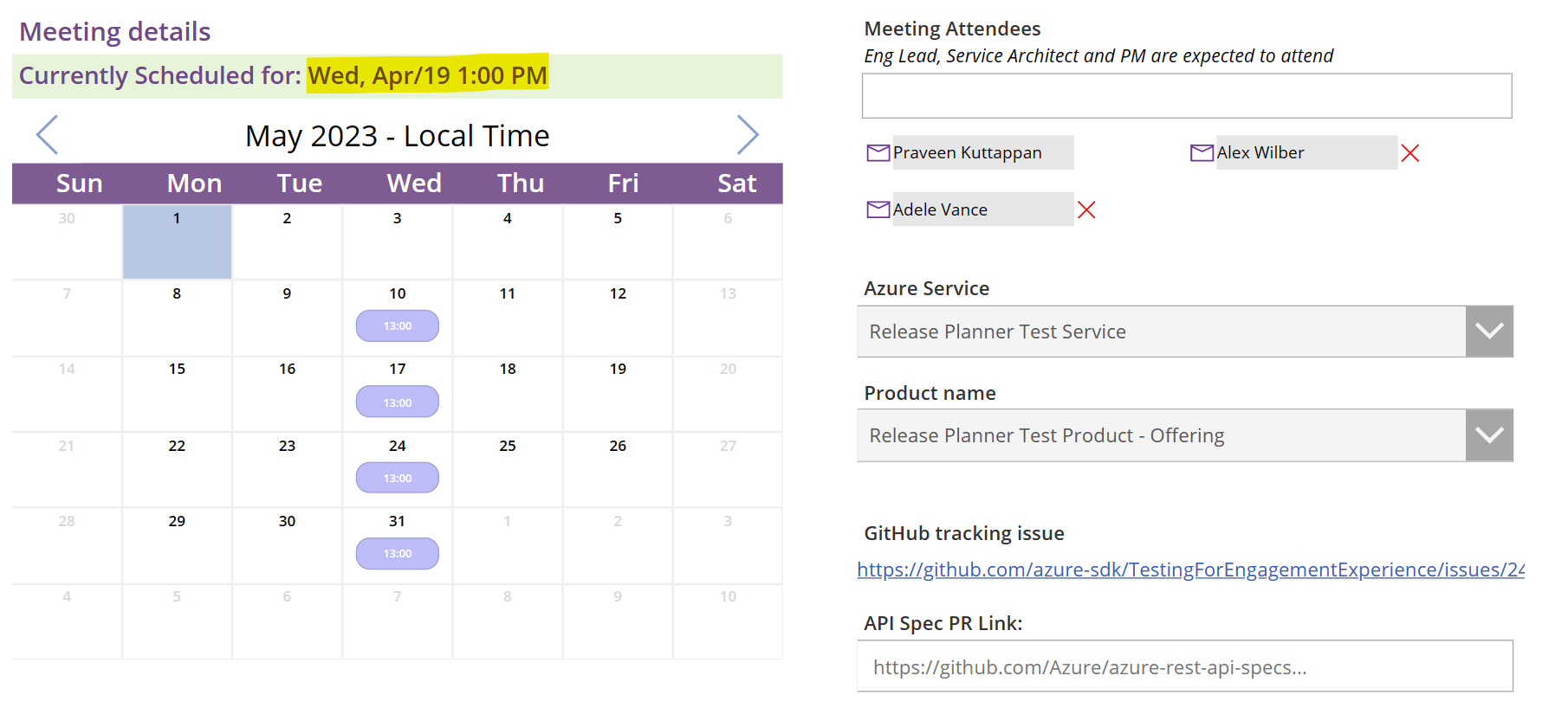 Release planner shows incorrect meeting date · Issue #6073 · Azure/azure-sdk-tools · GitHub