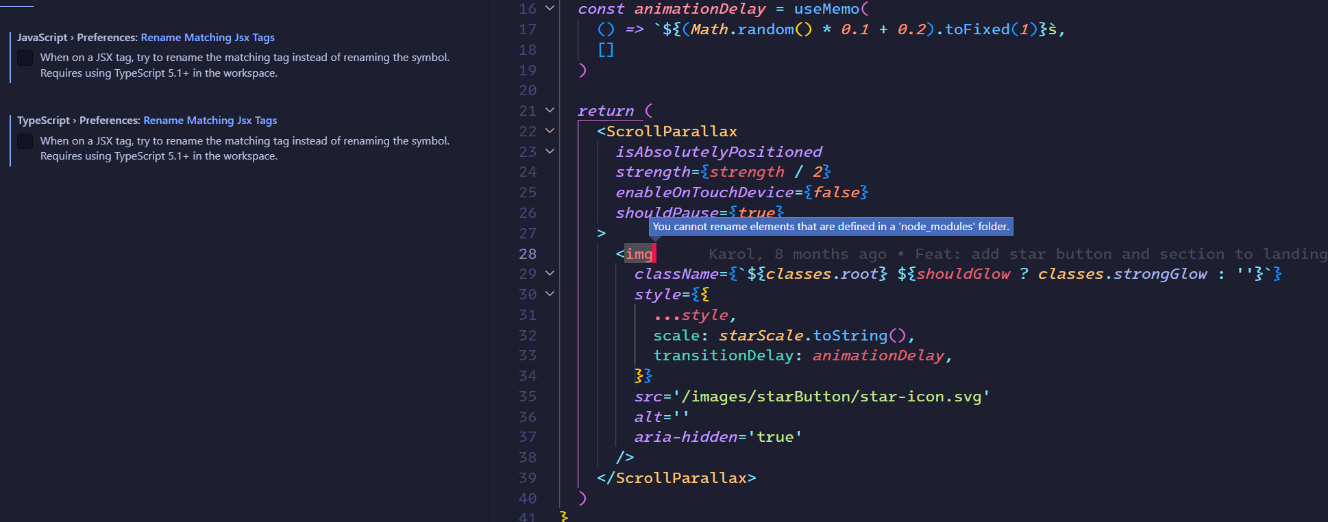 Can't `F2` rename JSX html element after hotfix 1.78.2 · Issue #184161 · microsoft/vscode · GitHub