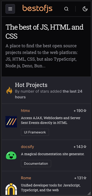Introducing the new Best of JS and asking for feedback · Issue #176 · bestofjs/bestofjs · GitHub