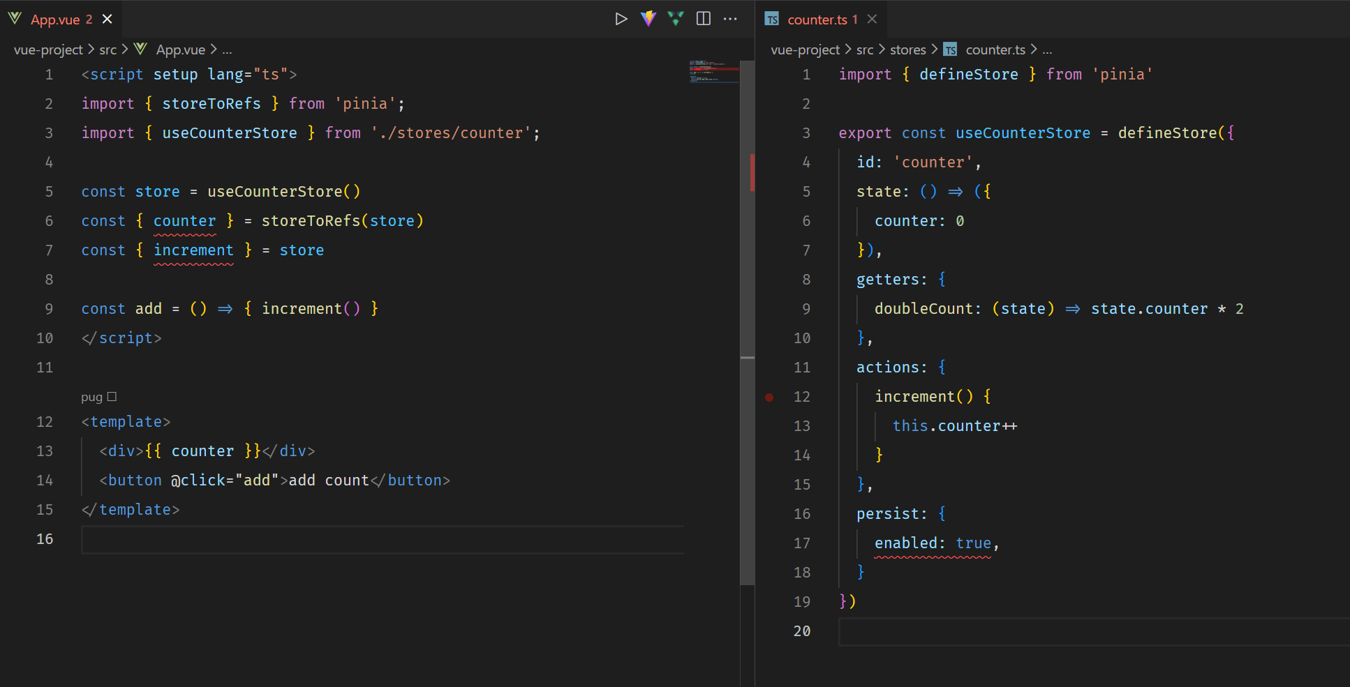 lose the intellisense for the actions method, typescript will report an ...