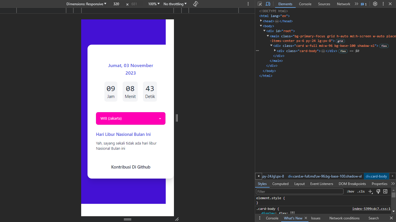 [Need Help] Mobile S 320px Not Responsive · Issue #21 · rizkytegar/indonesian-digital-clock · GitHub