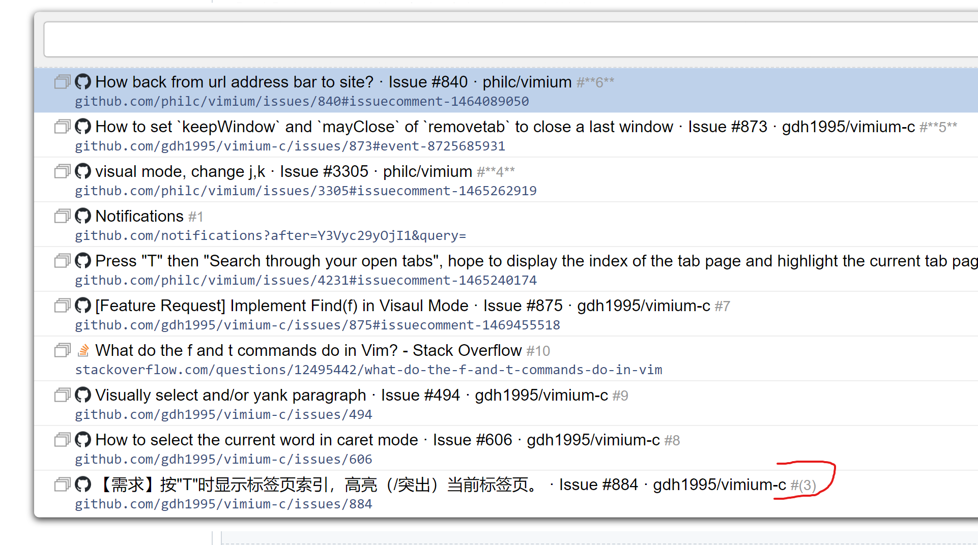 【需求】按"T"时显示标签页索引，高亮（/突出）当前标签页。 · Issue #884 · gdh1995/vimium-c · GitHub