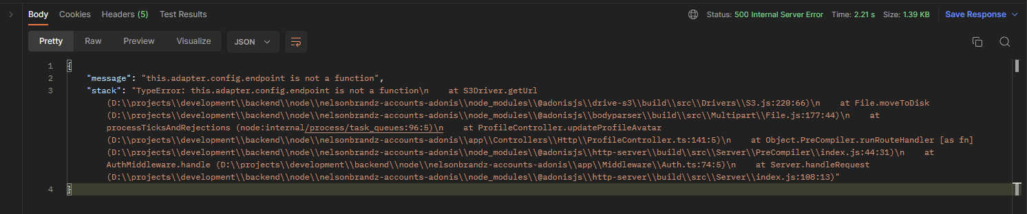 s3 this.adapter.config.endpoint is not a function · Issue #3964 · adonisjs/core · GitHub
