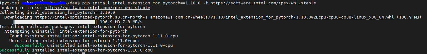 ERROR: Could not find a version that satisfies the requirement intel_extension_for_pytorch==1.10 ...