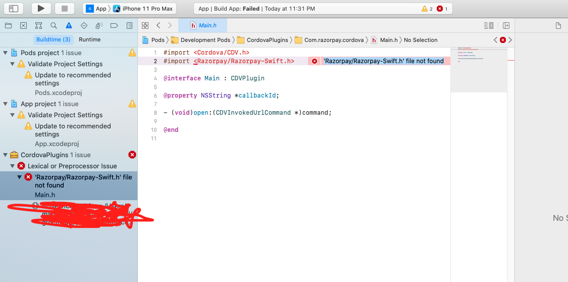 'Razorpay/Razorpay-Swift.h' file not found · Issue #149 · razorpay/razorpay-cordova · GitHub