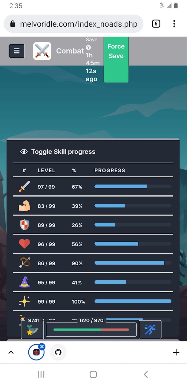 [Bug]: Top bar not visible on mobile · Issue #1821 · MelvorIdle/melvoridle.github.io · GitHub