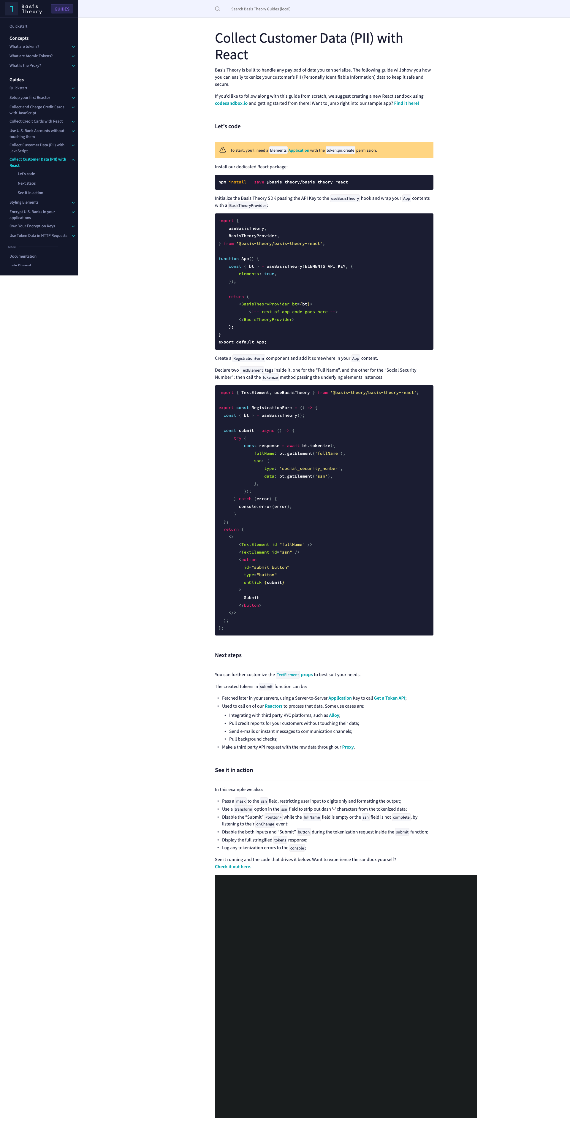 ENG-1984 / ENG-1986 - Add React Guides by djejaquino · Pull Request #66 · Basis-Theory ...