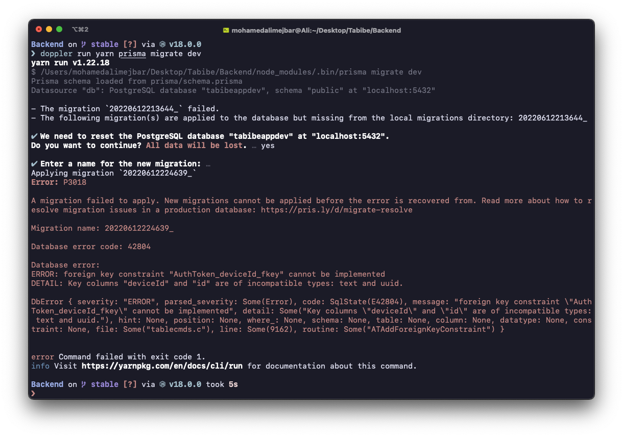 Can't migrate , Foreign Key Database Error 42804 · prisma prisma · Discussion #13774 · GitHub