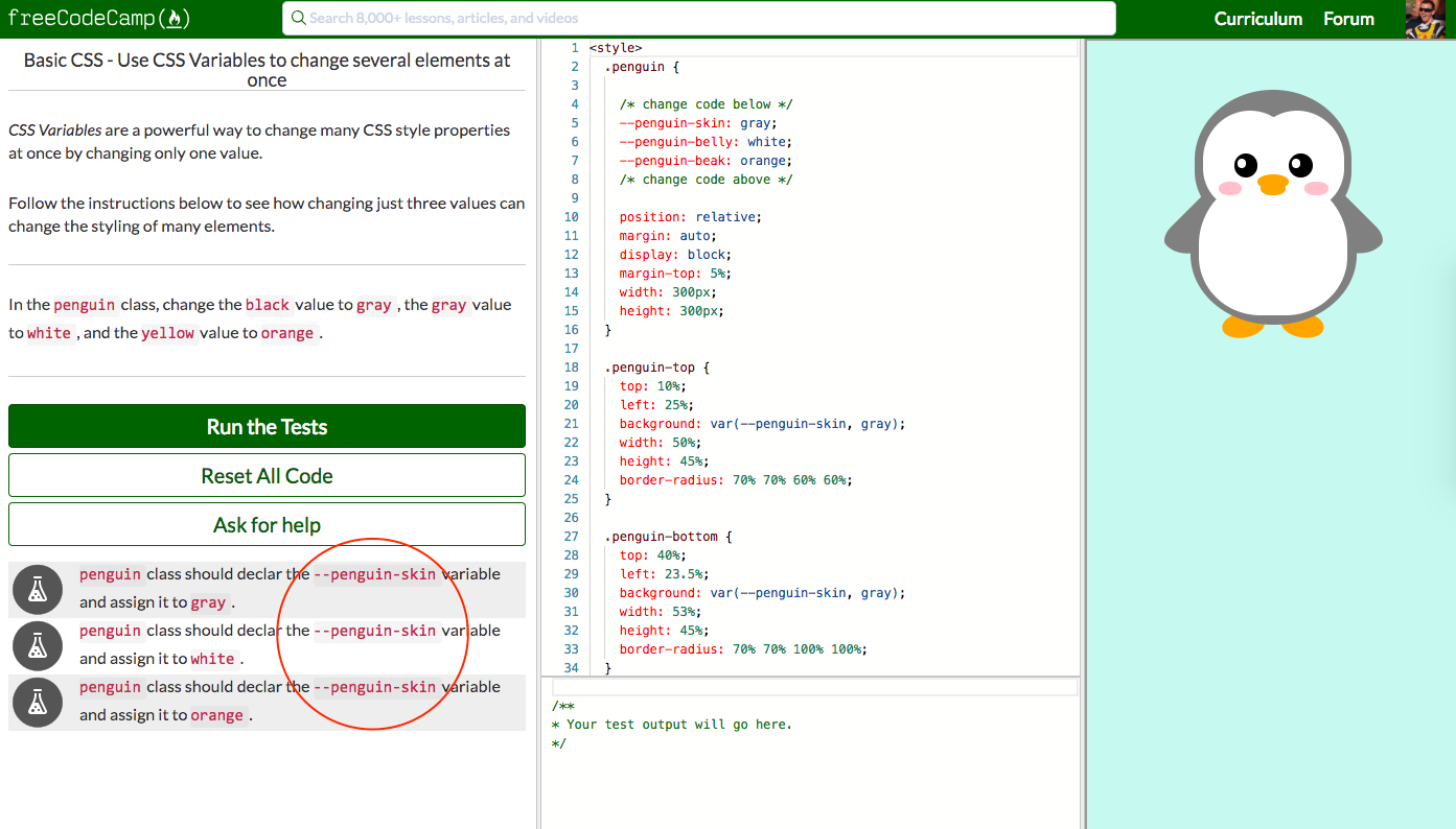 Basic CSS lesson with typos in tests · Issue #17385 · freeCodeCamp ...