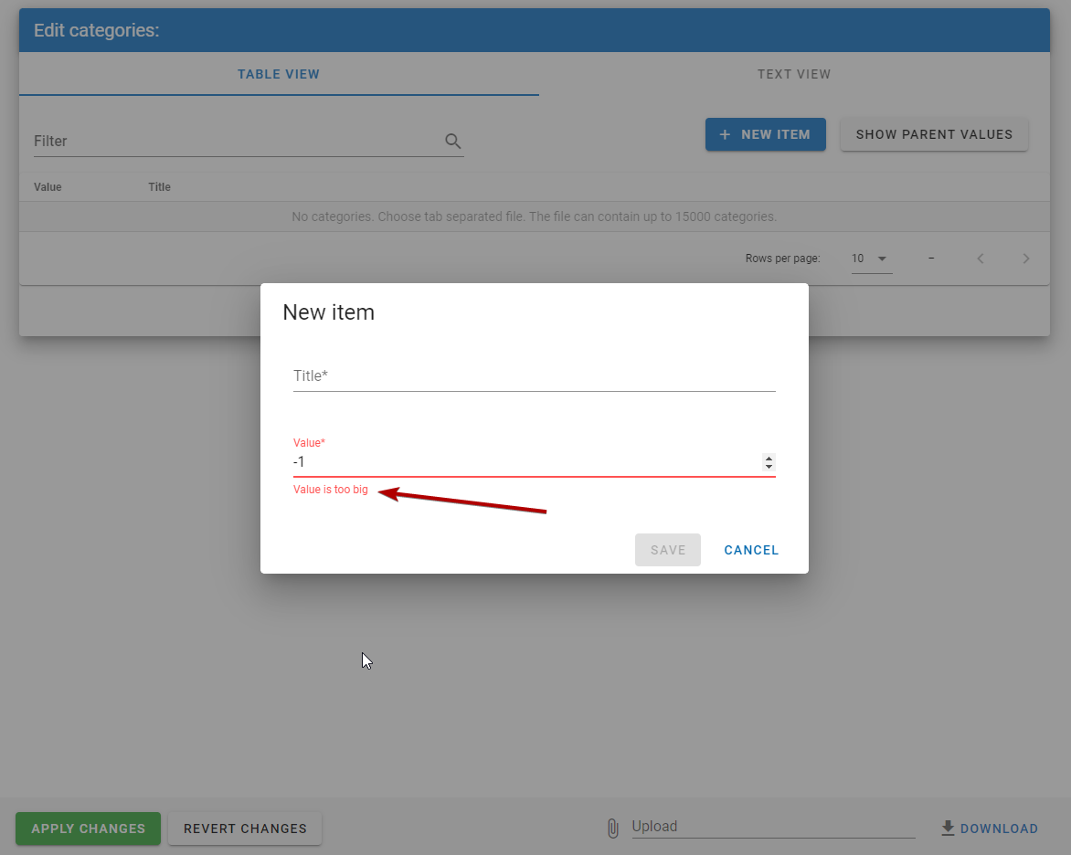 Negative Values Are Too Big For Uploaded Categories · Issue 1785 · Surveysolutions