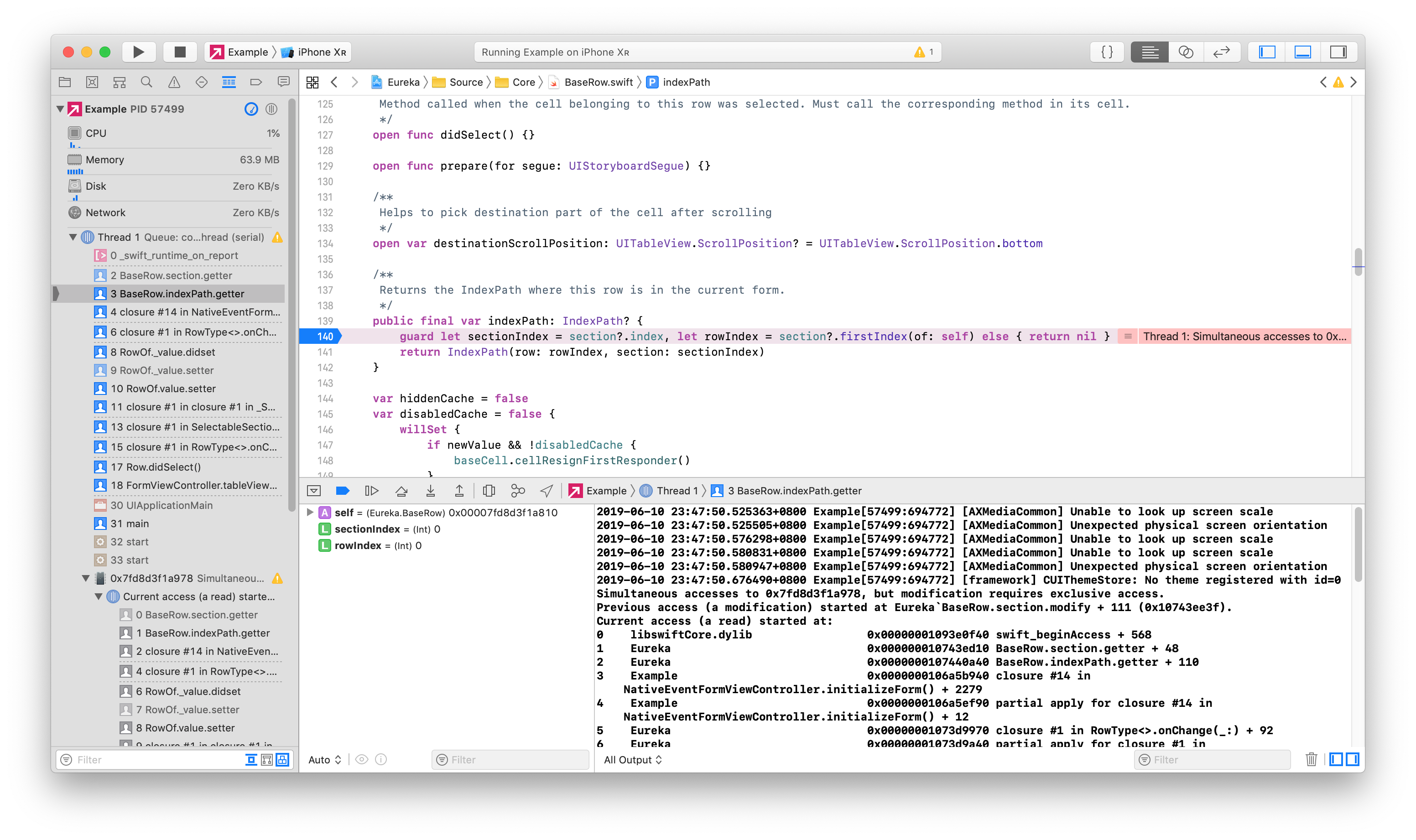 Example app crashes, Native iOS Event Form->Alert · Issue #1865 · xmartlabs/Eureka · GitHub