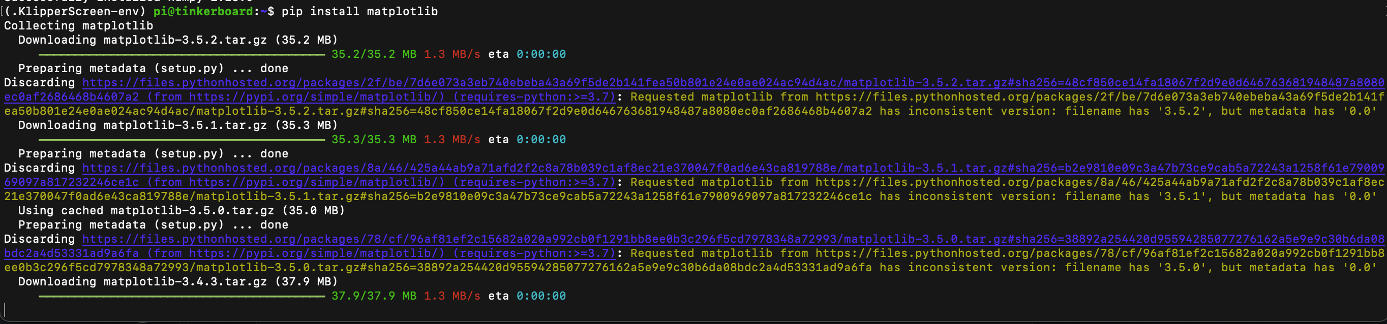 Not able to install KlipperScreen on Armbian (matplotlib==3.5.0 issue) · Issue #662 ...