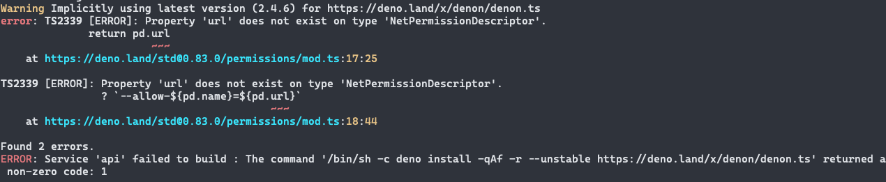 Denon Get Error Ts2339 On Start Download Etc Since Upgrading To Deno