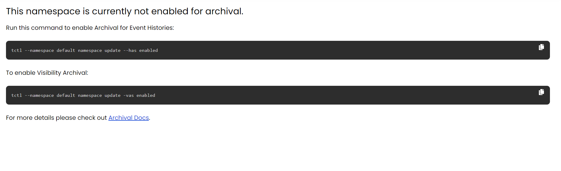 [0.7.1] Don't show archival page if the cluster doesn't support archival · Issue #378 ...