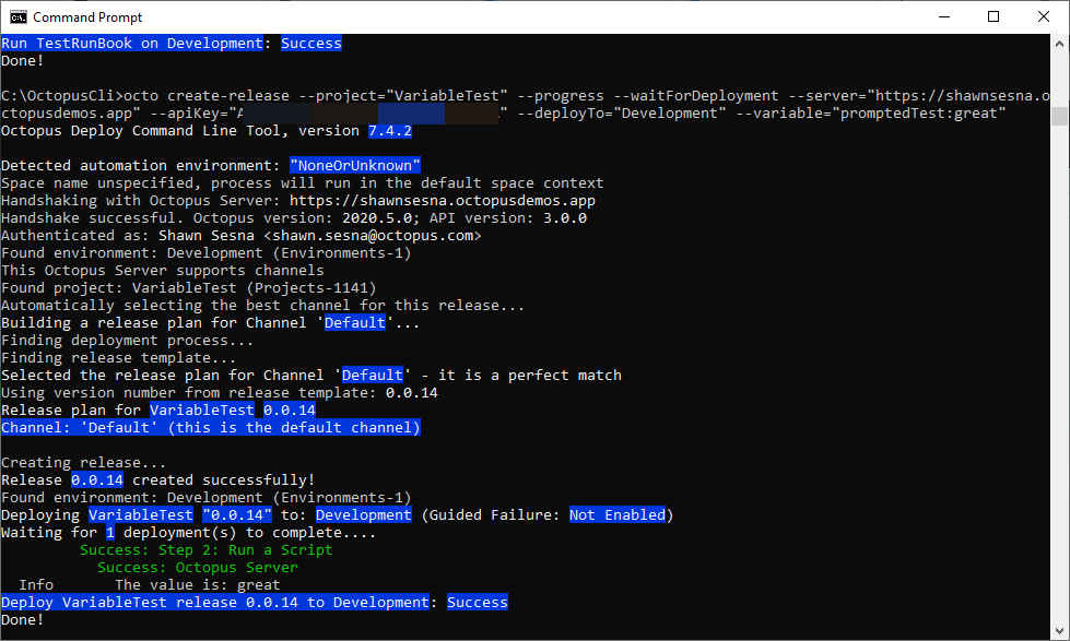 run-runbook not accepting --variable flag · Issue #6675 · OctopusDeploy/Issues · GitHub