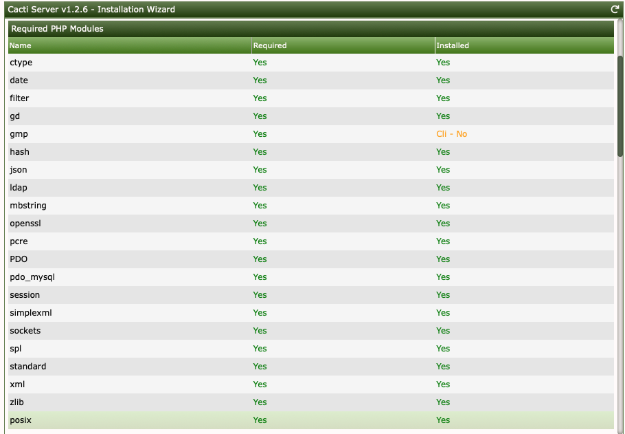 only gmp module not found (cli - no) prevents installation · Issue #2953 · Cacti/cacti · GitHub