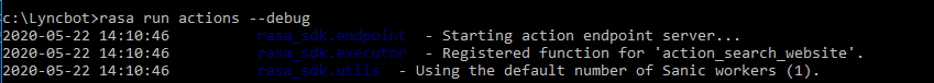 Run actions command hangs on string "Using the default number of Sanic workers (1)." · Issue ...