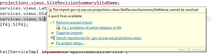 Bug Eclipse Reports Import Cannot Be Resolved When Using Tostring