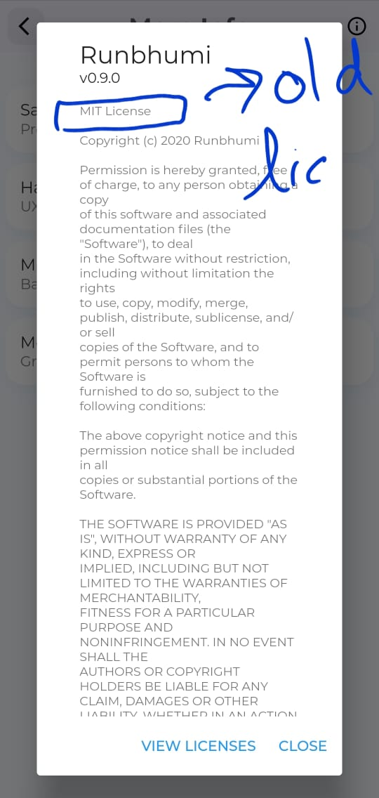 update the licesence in more info page · Issue #322 · Runbhumi/Runbhumi · GitHub