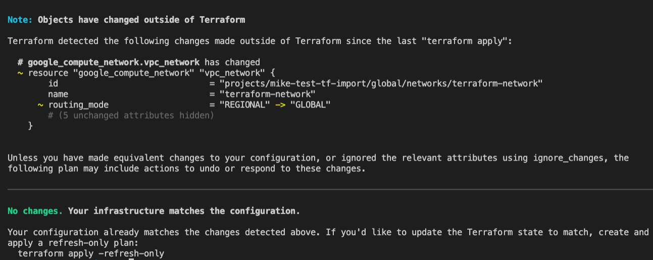Example Terraform refresh and import to keep state in sync with cloud ...