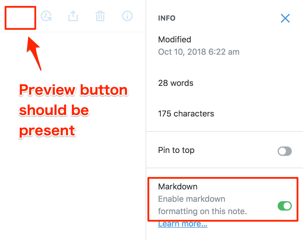 Preview Button Appears According To App Wide Markdown Settings Instead Of Note Setting · Issue