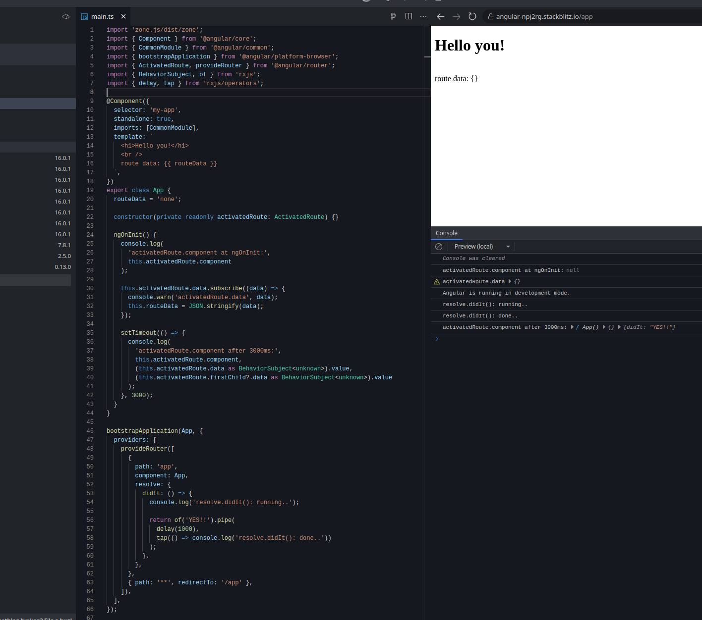 Result Of Resolve Function Is Not Passed Into The Activatedroutedata Stream · Issue 50809