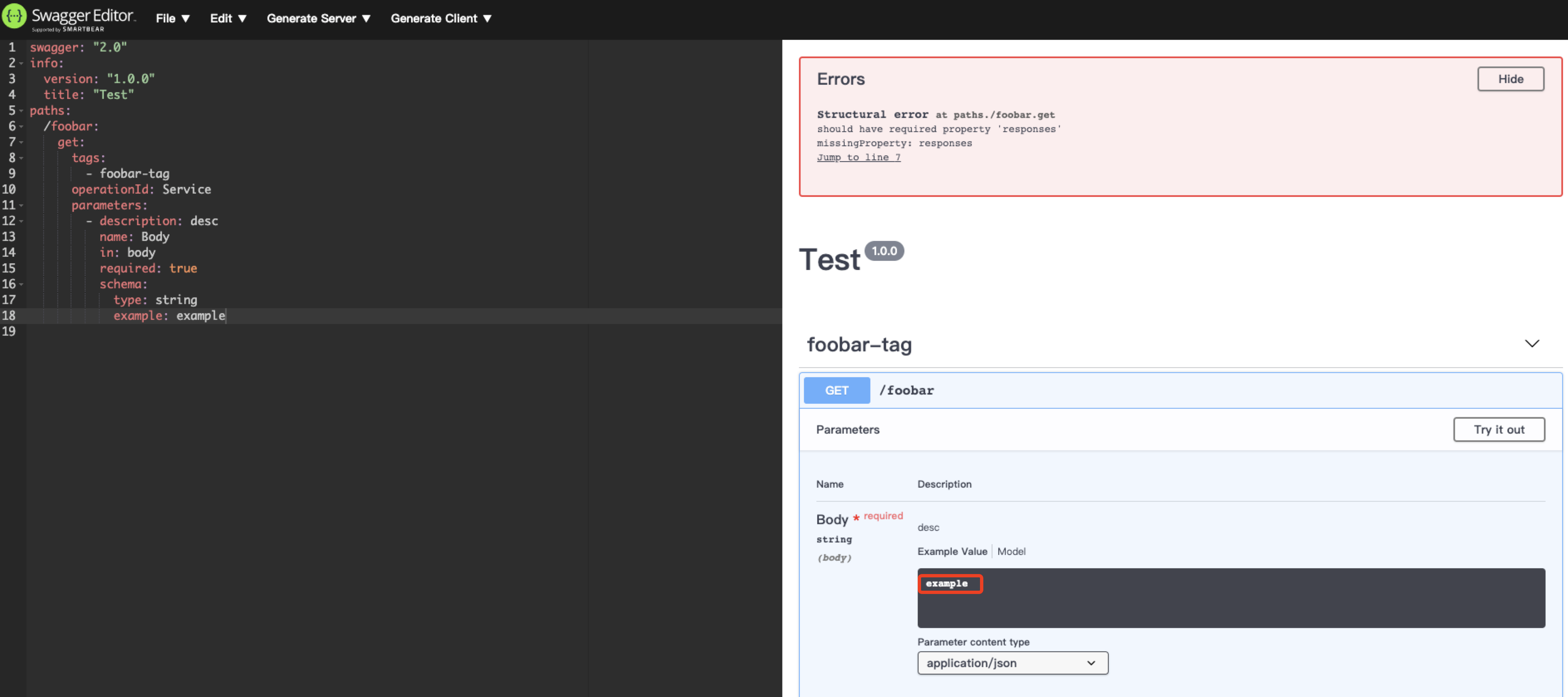 add example to string parameter in request body · Issue #2064 · go ...