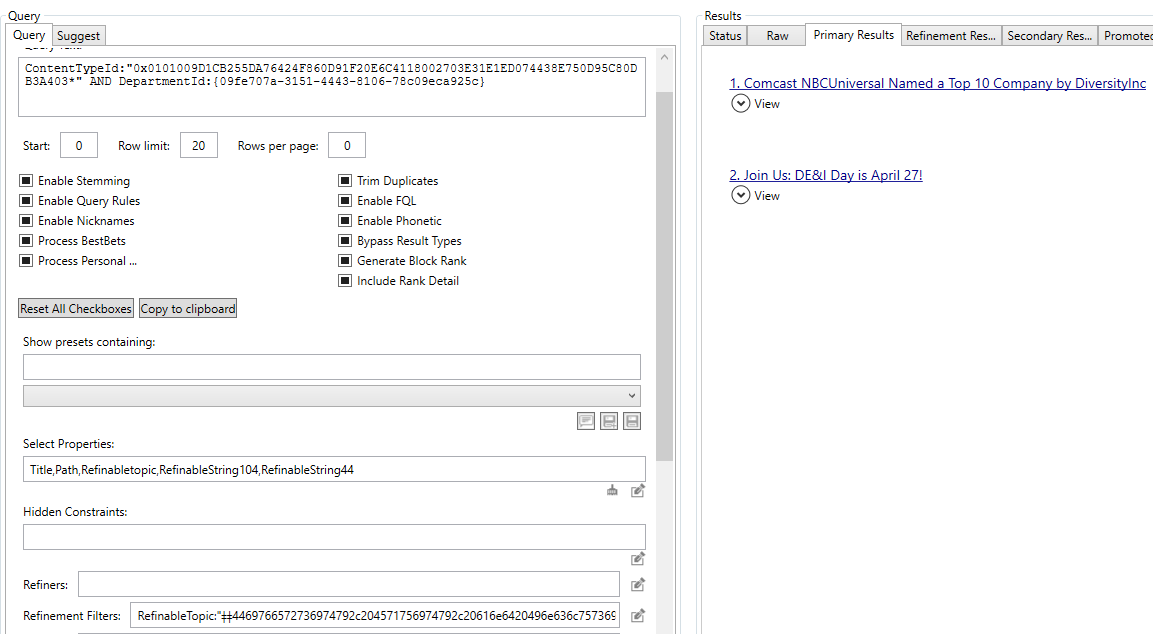 Refiner filters are returning different results when using the hex code vs. the actual label ...