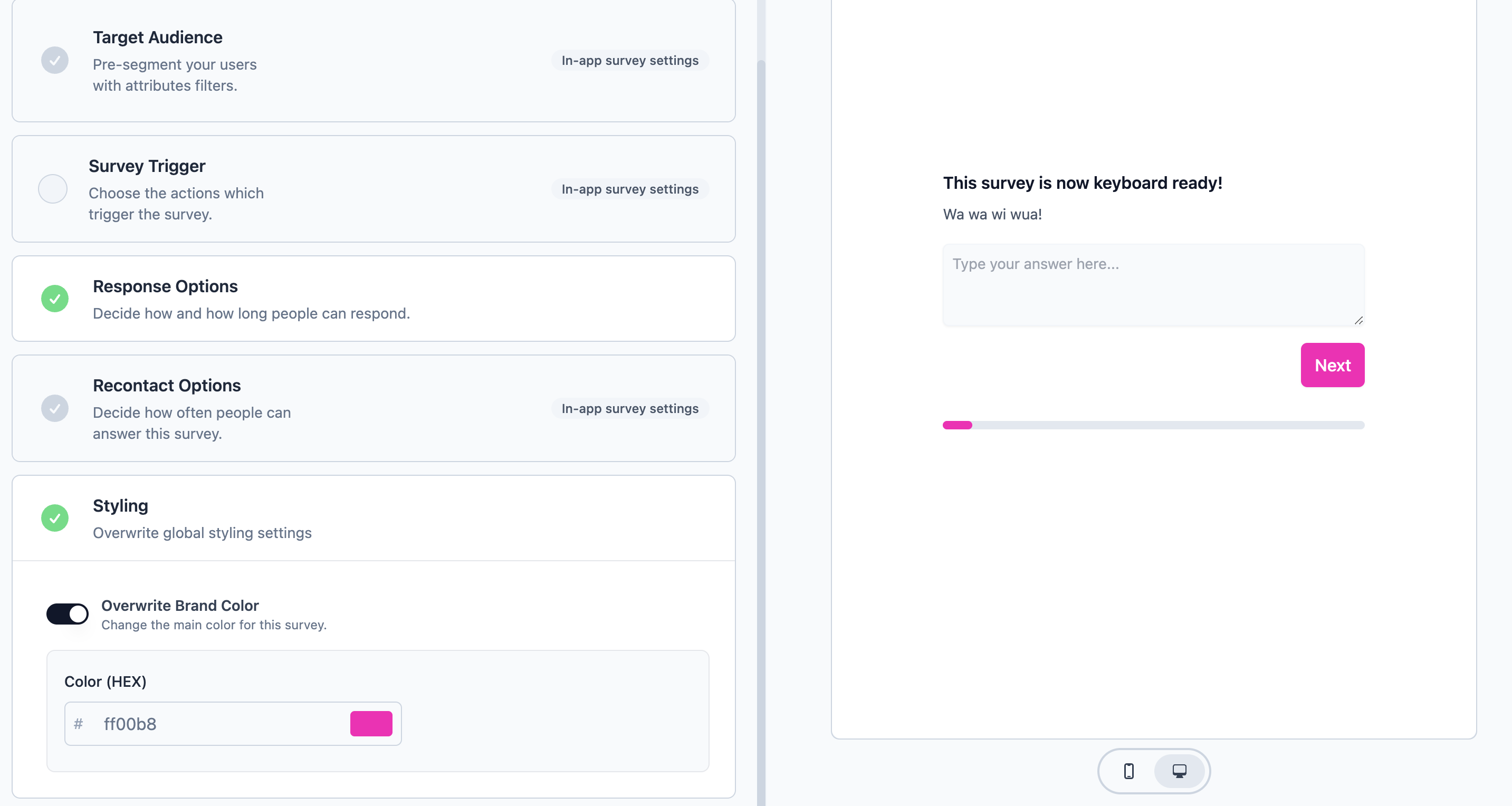 [FEATURE][FormTribe 🔥][250 Points] Use Brand Color Overwrite in Link Survey Embedding Modal ...