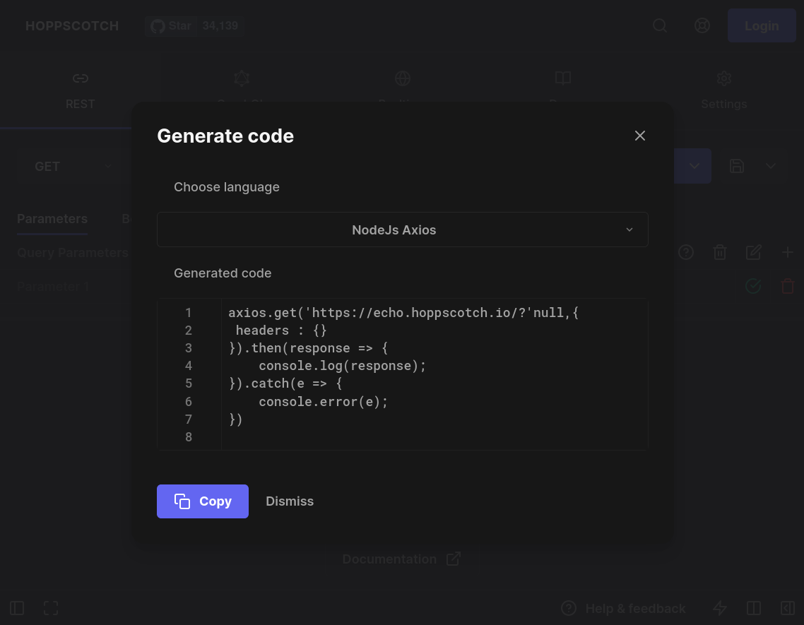 [bug]: Generate code throws error for some language · Issue #1979 · hoppscotch/hoppscotch · GitHub