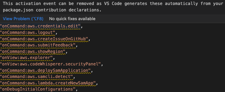 package: remove redundant activationEvents by justinmk3 · Pull Request #3178 · aws/aws-toolkit ...