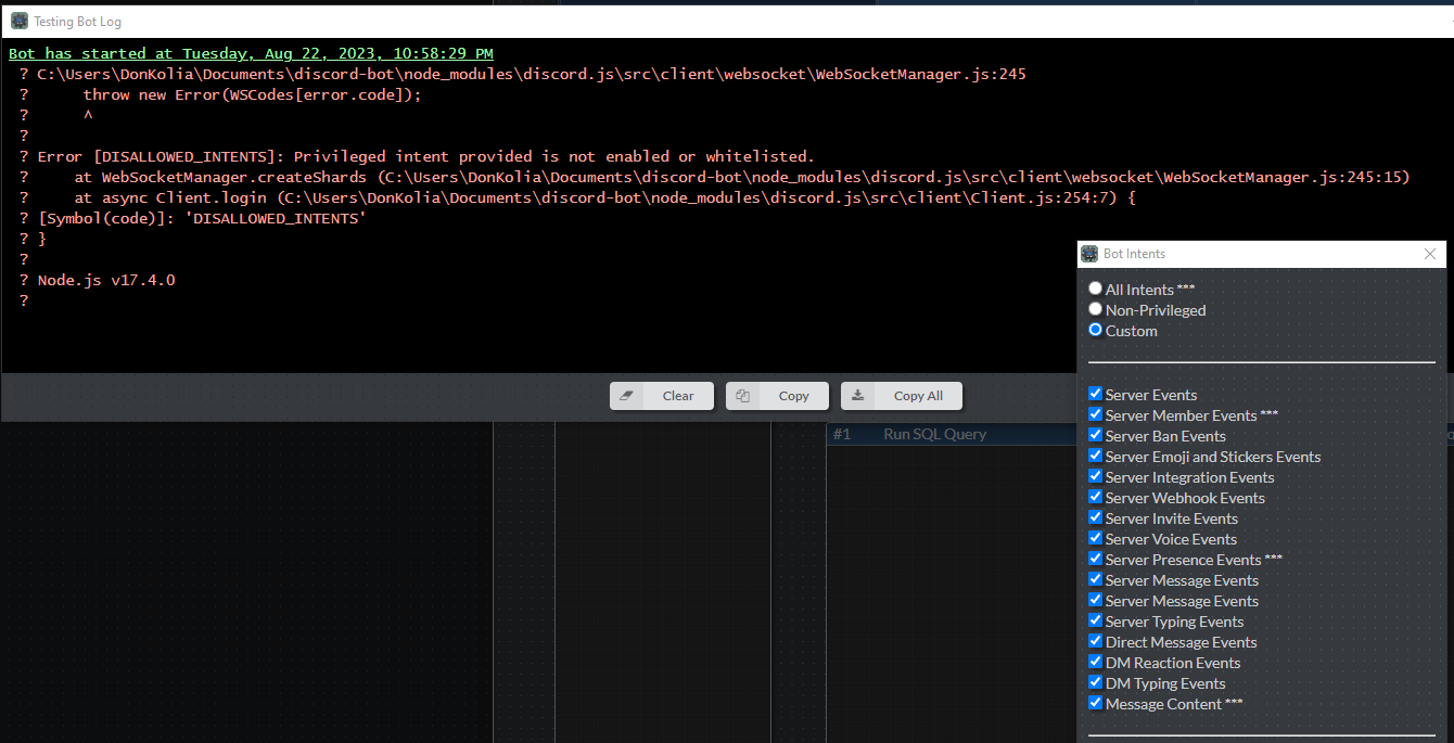 Run SQL Query doesnt work · Issue #1000 · dbm-network/mods · GitHub