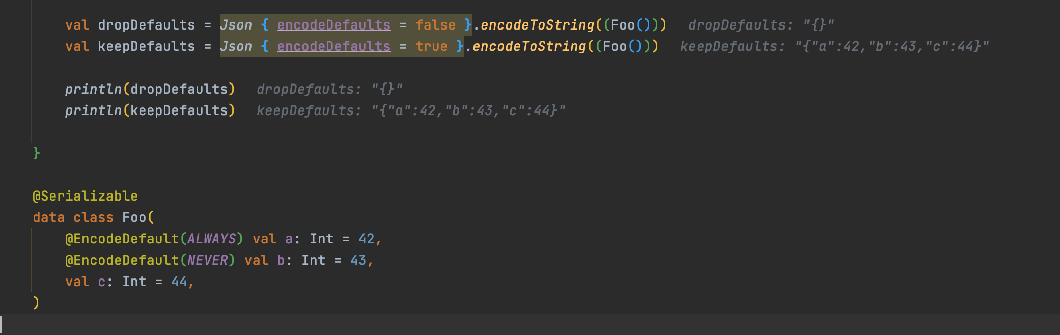 EncodeDefault Annotation not affect serialization · Issue #1755 · Kotlin/kotlinx.serialization ...