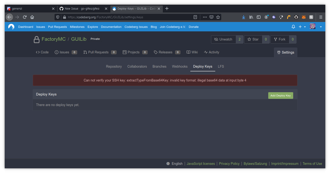 Error When Trying To Create Deploy Key On Public Gitea Instance · Issue 15574