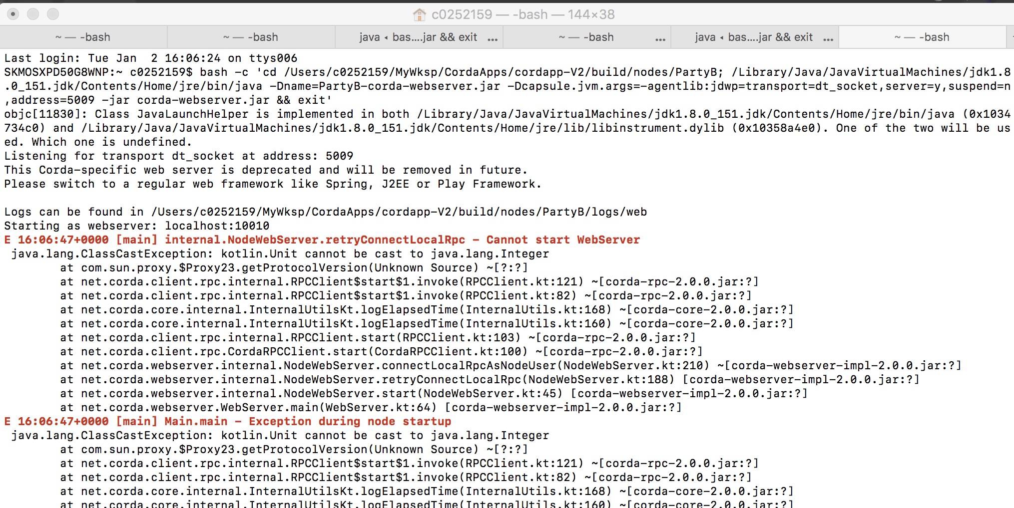 Corda 2.0 is failing in MAC OS with ClassCastException · Issue #2196 · corda/corda · GitHub