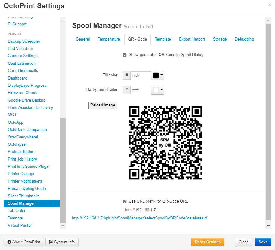 Define IP/URL to use for QR codes · Issue #207 · OllisGit/OctoPrint-SpoolManager · GitHub
