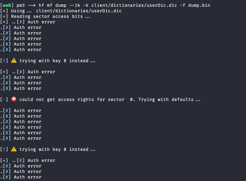 Unable To Dump With User Provided Key B With Any Command · Issue 1972 · Rfidresearchgroup