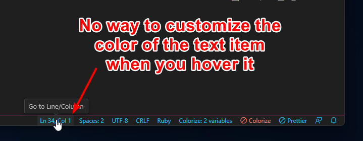 Allow to theme foreground color of status bar entries on hover · Issue #189706 · microsoft ...