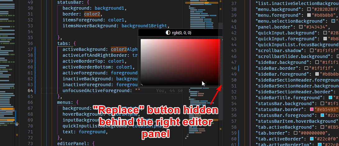 Standalone color picker hidden behind editor panel · Issue #189710 · microsoft/vscode · GitHub