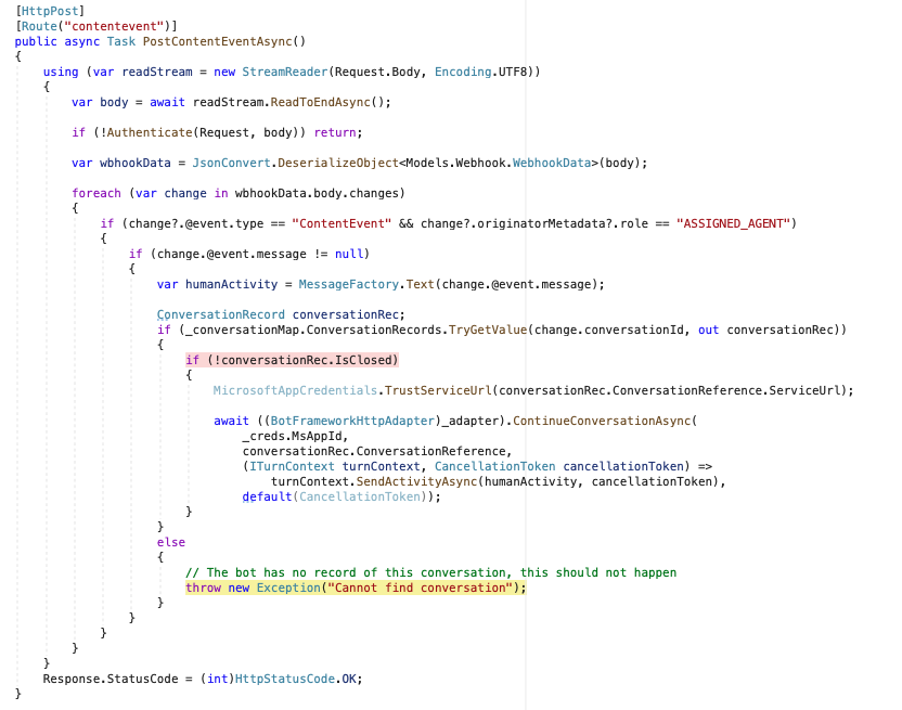 Unable to see messages sent from Live Person Agent to Bot User using LivePersonProxyBot Sample ...