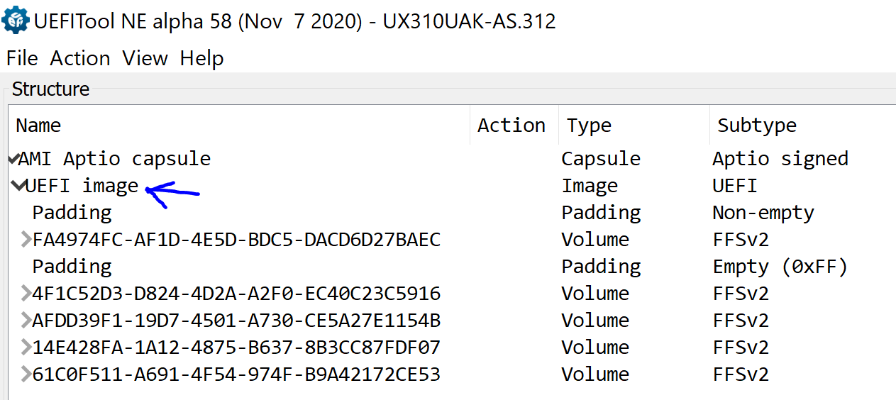 Why there are no names of regions? Only GUIDs and Paddings · Issue #243 · LongSoft/UEFITool · GitHub