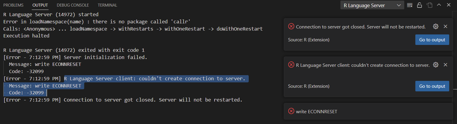 R Language Server client: couldn't create connection to server · Issue #1326 · REditorSupport ...