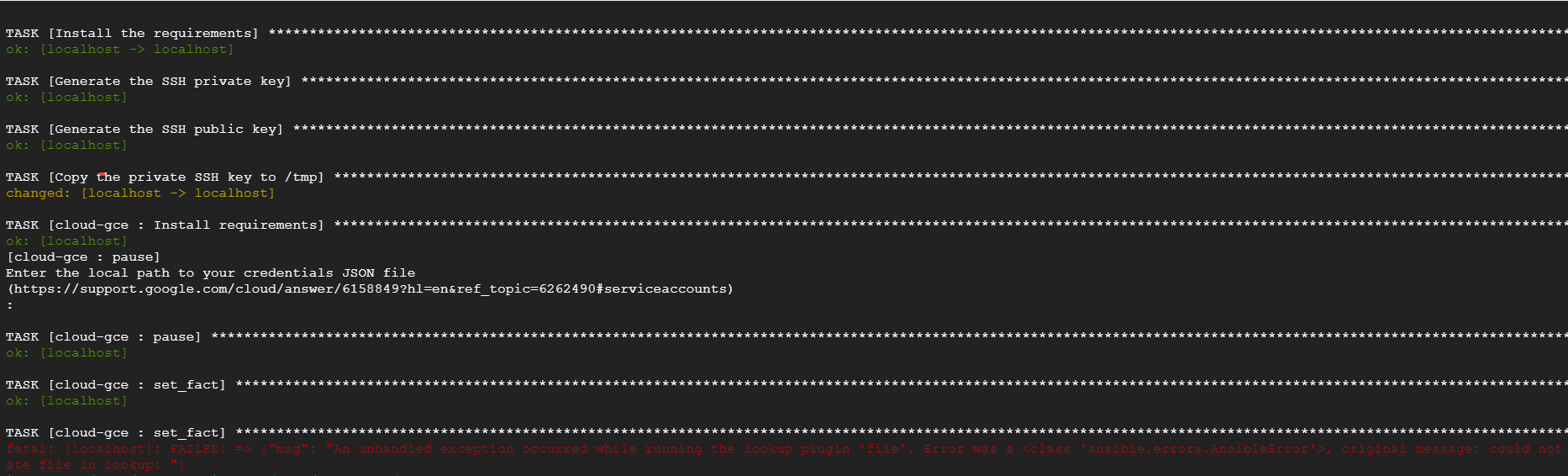 Error installing when using GCE JSOn file · Issue #1839 · trailofbits/algo · GitHub