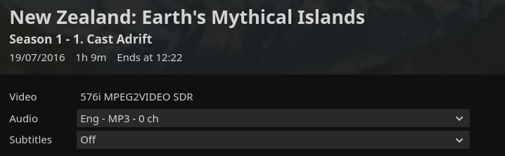 Media Player defaults to 0 Ch audio in library view and fails, but uses ...