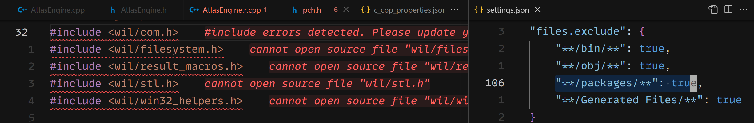 [Building] settings.json also hides packages from intellisense's includePath · Issue #15578 ...