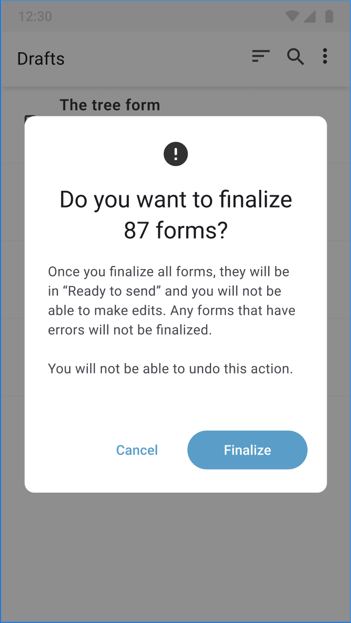 Confirm before bulk finalizing · Issue #5763 · getodk/collect · GitHub