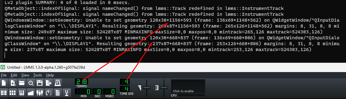 "Unable to set geometry" in Tempo and Time Signature · Issue #6641 · LMMS/lmms · GitHub