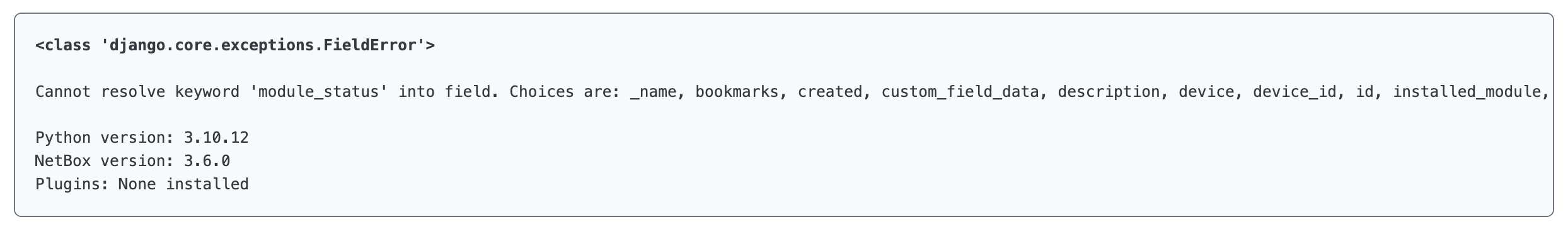 Sort On Module Bay Status Field Error · Issue 13756 · Netbox Community Netbox · Github