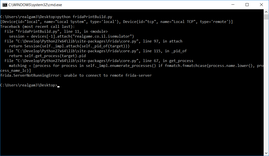 device.enumerate_processes() fails but frida-cli works · Issue #296 · frida/frida · GitHub
