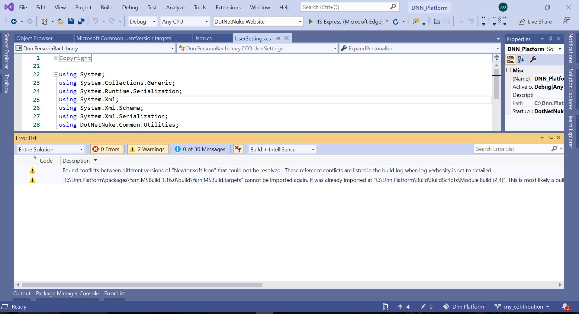 Resolve Build Warnings On Dnnplatform Solution · Issue 2648 · Dnnsoftwarednnplatform · Github